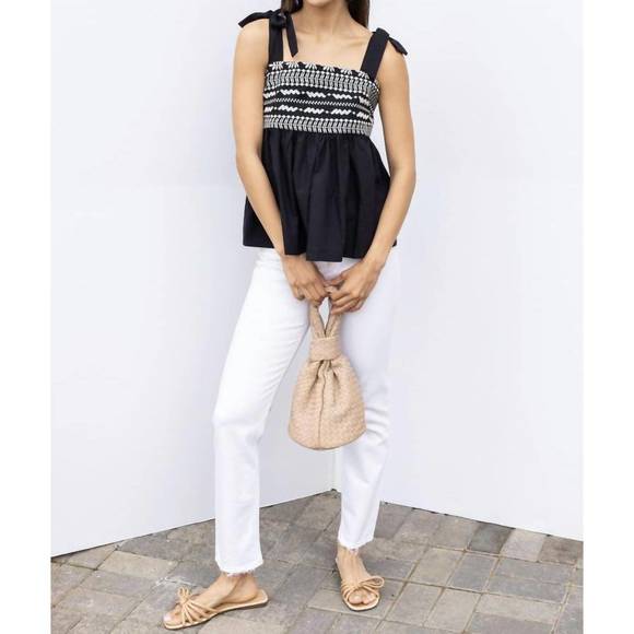 THML | Tops | New Thml Milly Tie Embroidered Top In Black | Poshmark